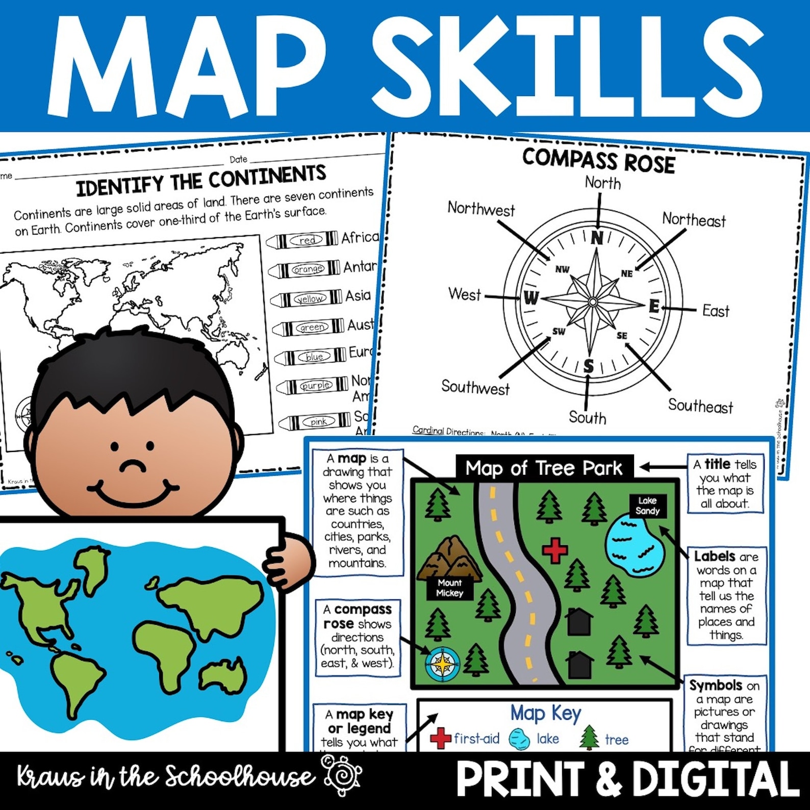 Map Skills Activities | Maps and Globes | Landforms | Continents and ...