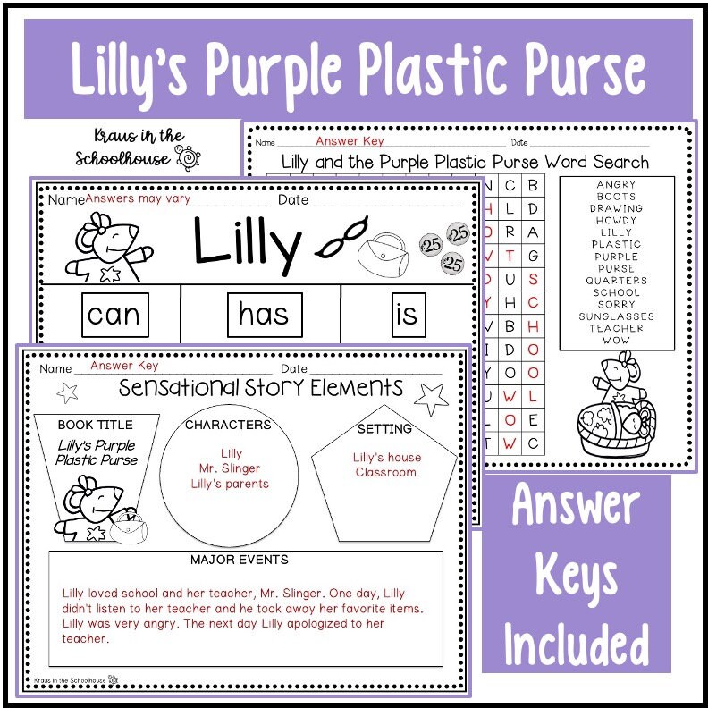Lilly's Purple Plastic Purse Printables, Worksheets, and Activity ...