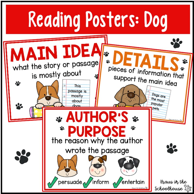 Dog Theme Reading Posters | Reading Comprehension Posters | Bulletin ...