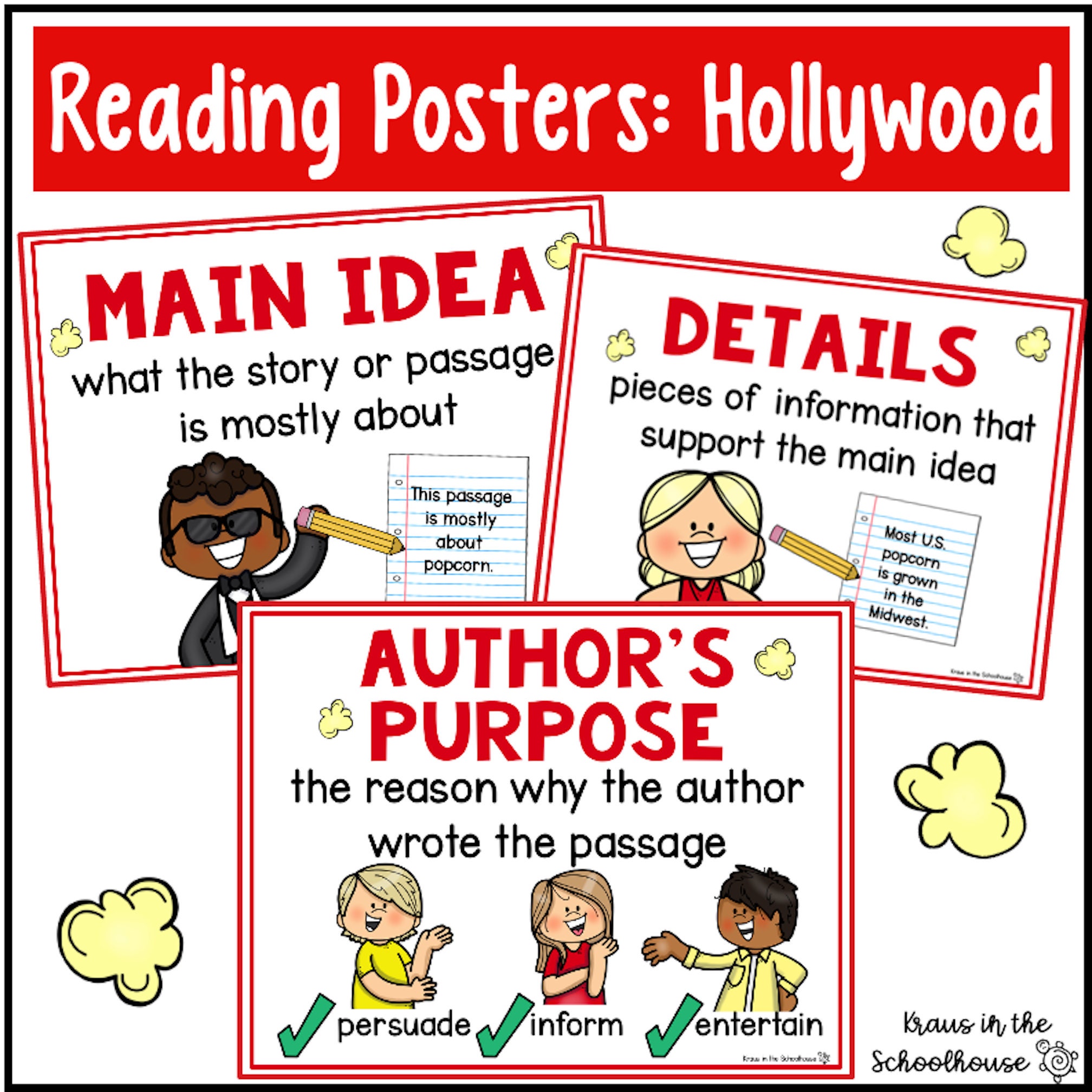 Hollywood Theme Reading Posters | Movie Theme Reading Posters | Reading ...