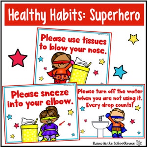 Healthy Habits Posters for Bulletin Boards | Superhero Theme Decor ...