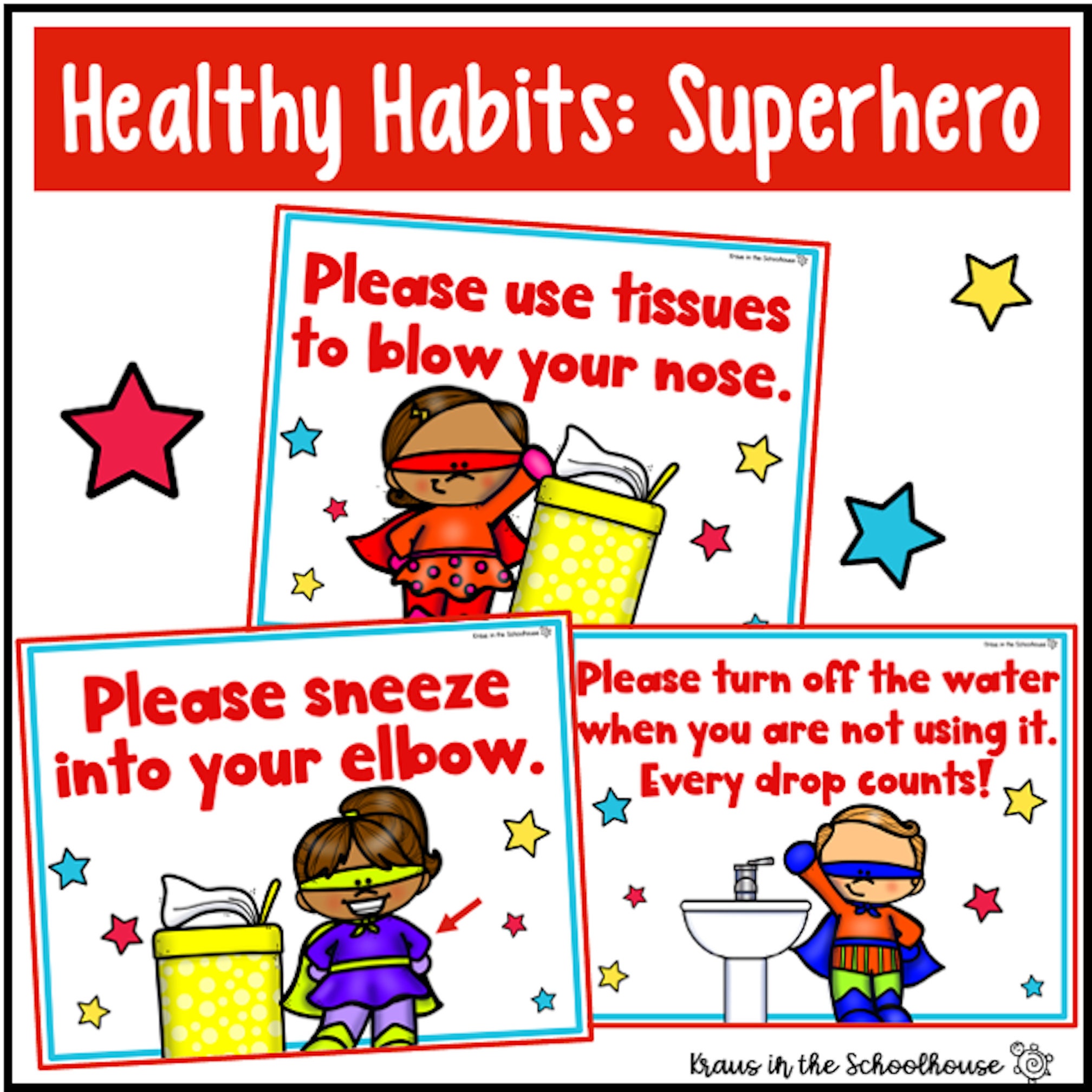 Healthy Habits Posters for Bulletin Boards | Superhero Theme Decor ...