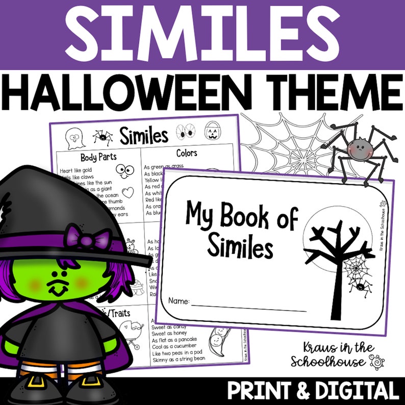 Halloween Similes | Figurative Language | Similes Activities | Similes ...