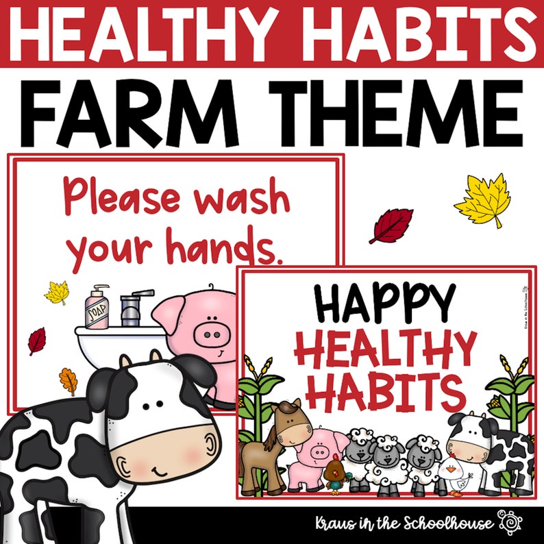 Healthy Habits Posters for Bulletin Boards | Farm Theme Decor ...