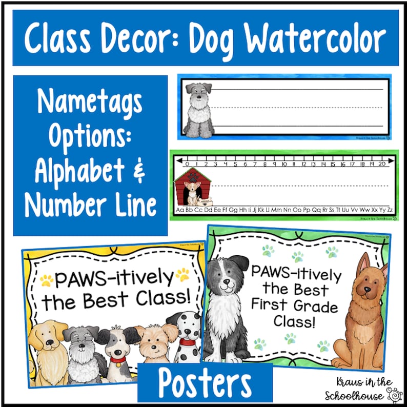 Dog Watercolor Theme Decor | Classroom Decor | Bulletin Boards | Dog ...