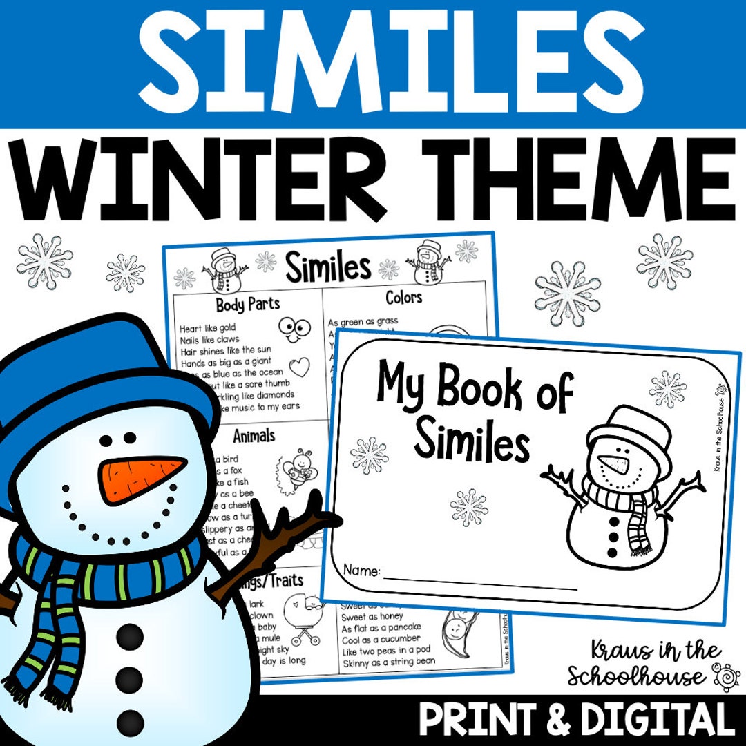 Winter Similes | Similes Printables | Similes Activity Sheets | Similes ...