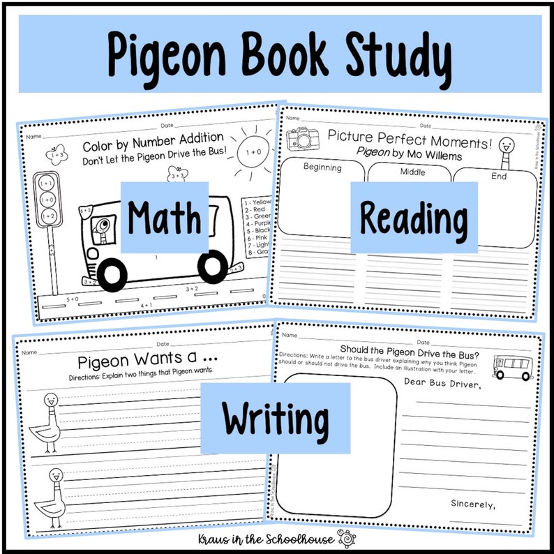 Pigeon Book Study | Pigeon Activities and Worksheets | Mo Willems ...