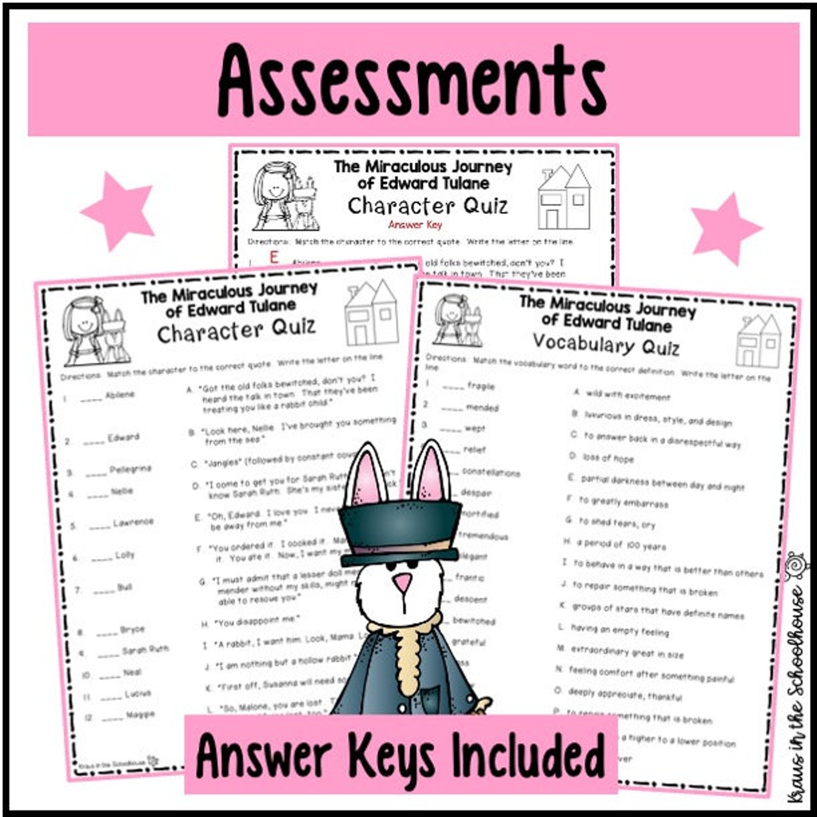 Miraculous Journey of Edward Tulane Novel Study | Reading Comprehension ...