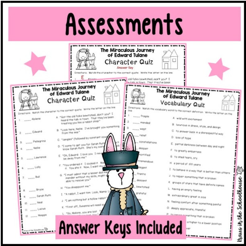 Miraculous Journey of Edward Tulane Novel Study | Reading Comprehension ...