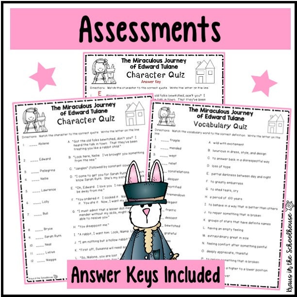 Miraculous Journey of Edward Tulane Novel Study | Reading Comprehension ...