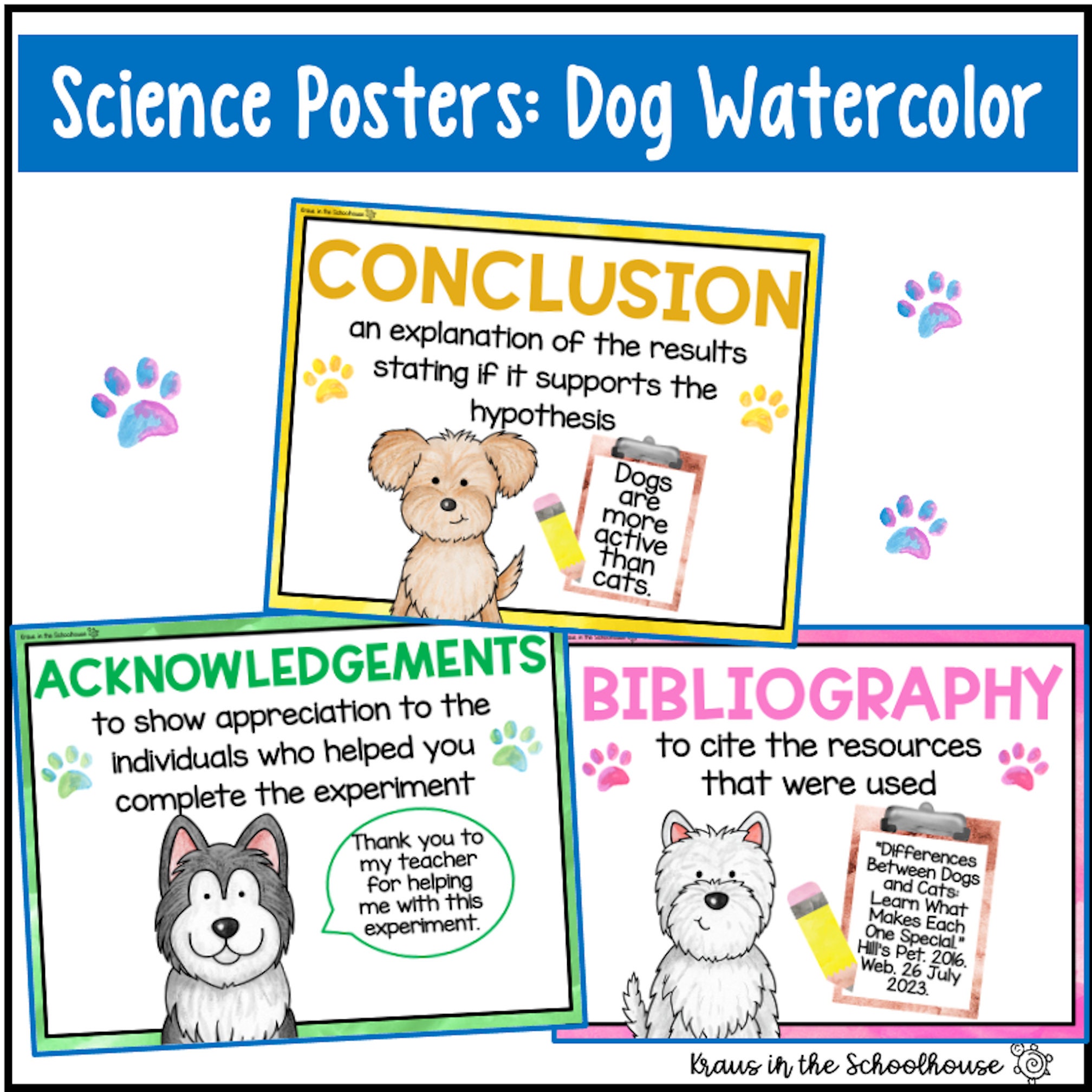 Dog Theme Science Posters | Dog Watercolor Theme Science Posters ...