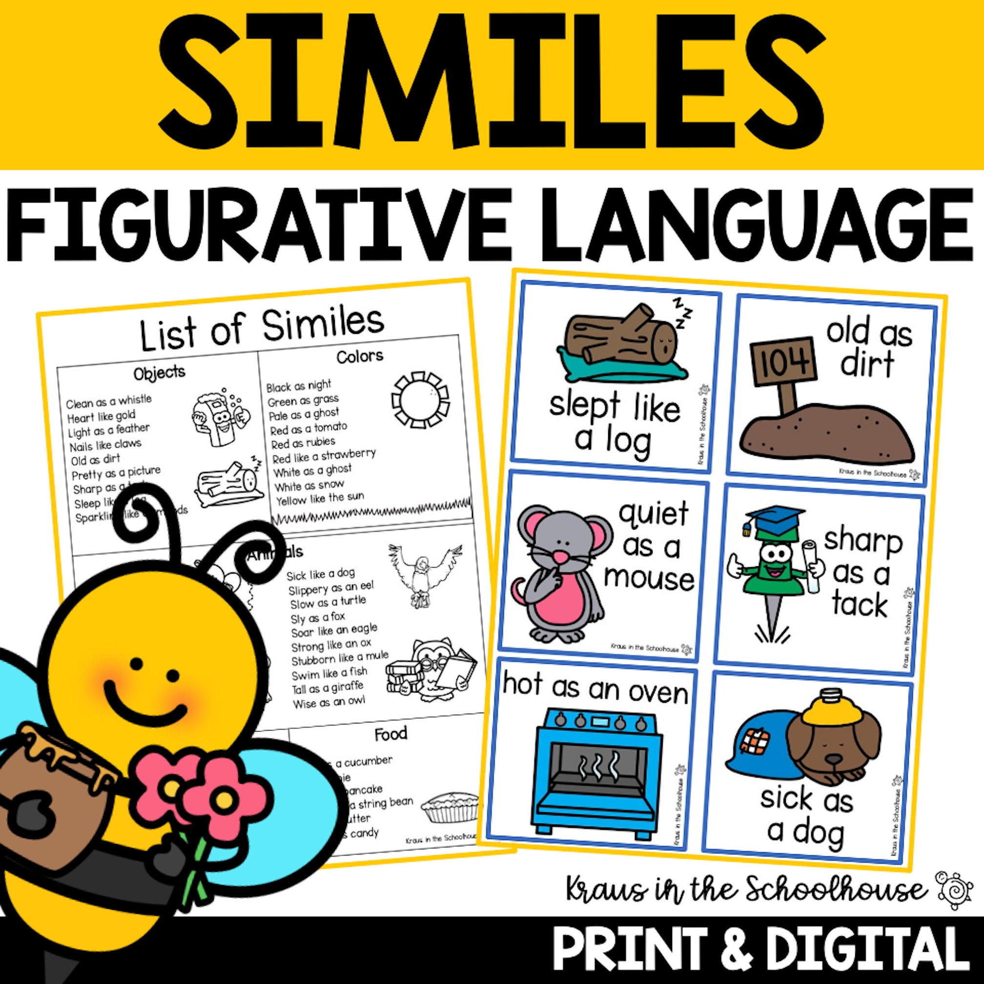 Similes | Figurative Language | Similes Activities | Similes Worksheets ...
