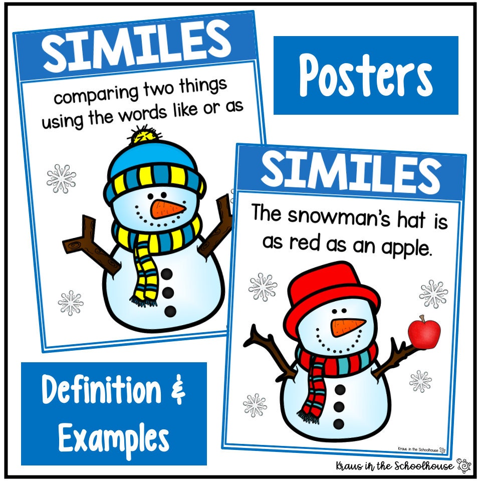 Winter Similes | Similes Printables | Similes Activity Sheets | Similes ...