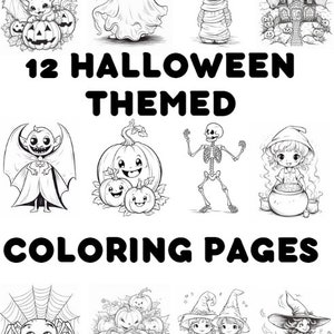 Instant Download - 12 Halloween Coloring Pages for All Ages With A ...