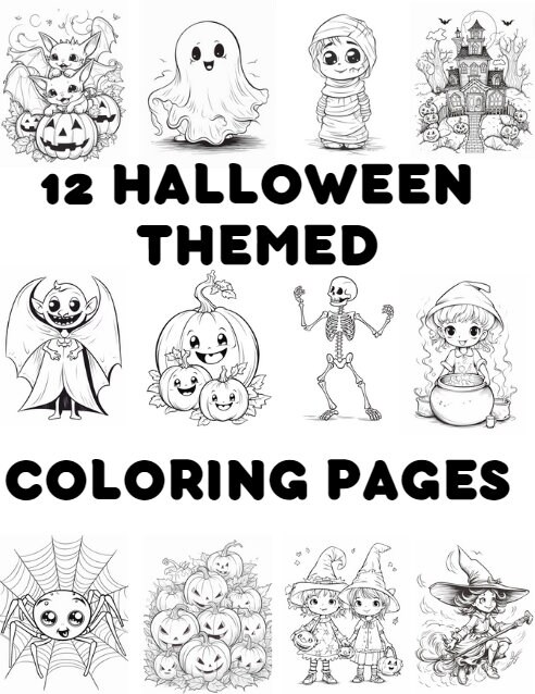 Instant Download 12 Halloween Coloring Pages for All Ages With A Cover ...