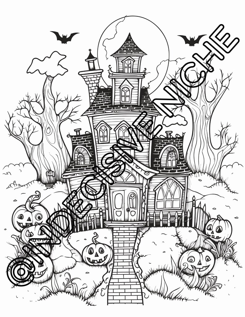 Instant Download - 12 Halloween Coloring Pages for All Ages With A ...