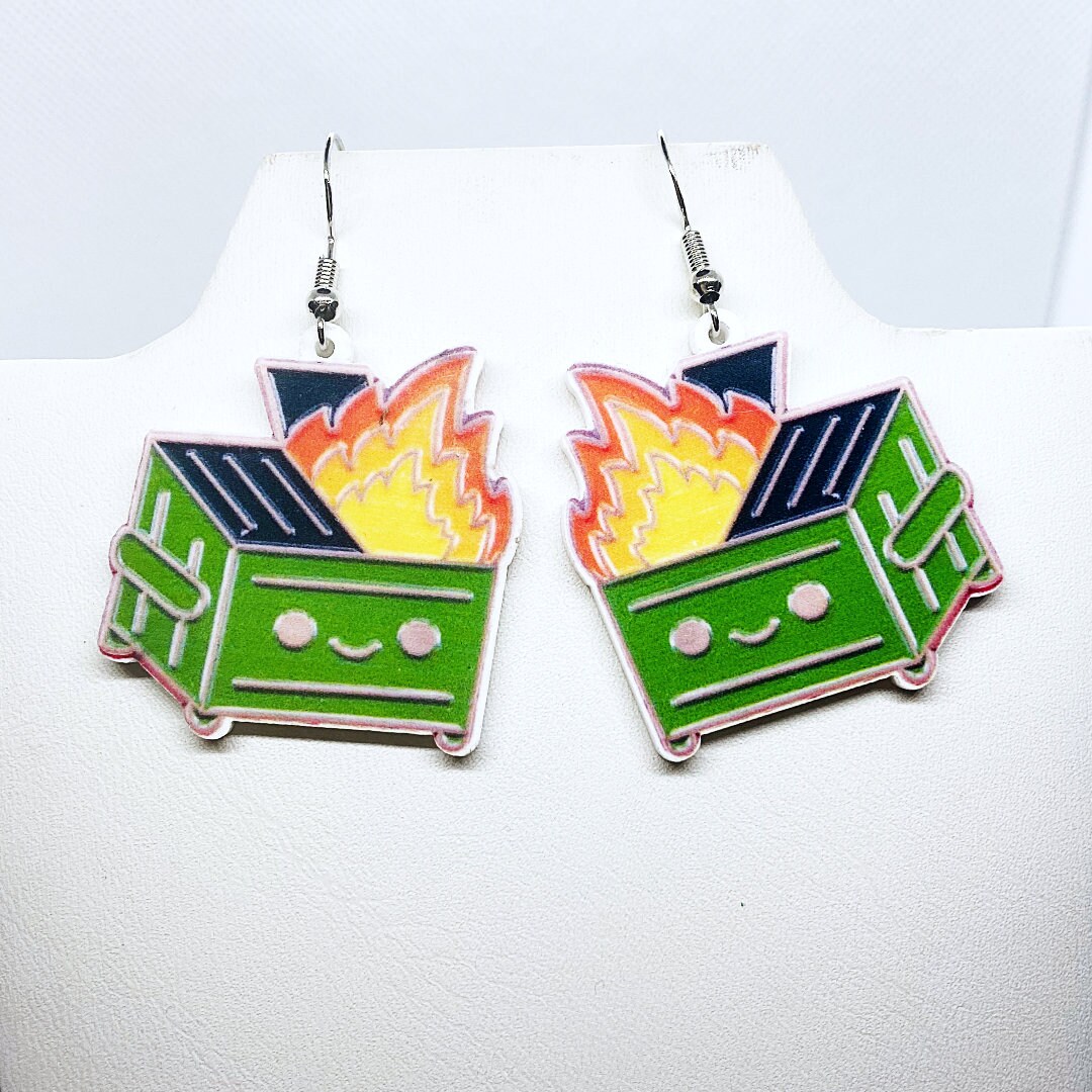 Earrings Dumpster Fire Funny Sarcastic Goth Punk Boho Grunge - Etsy
