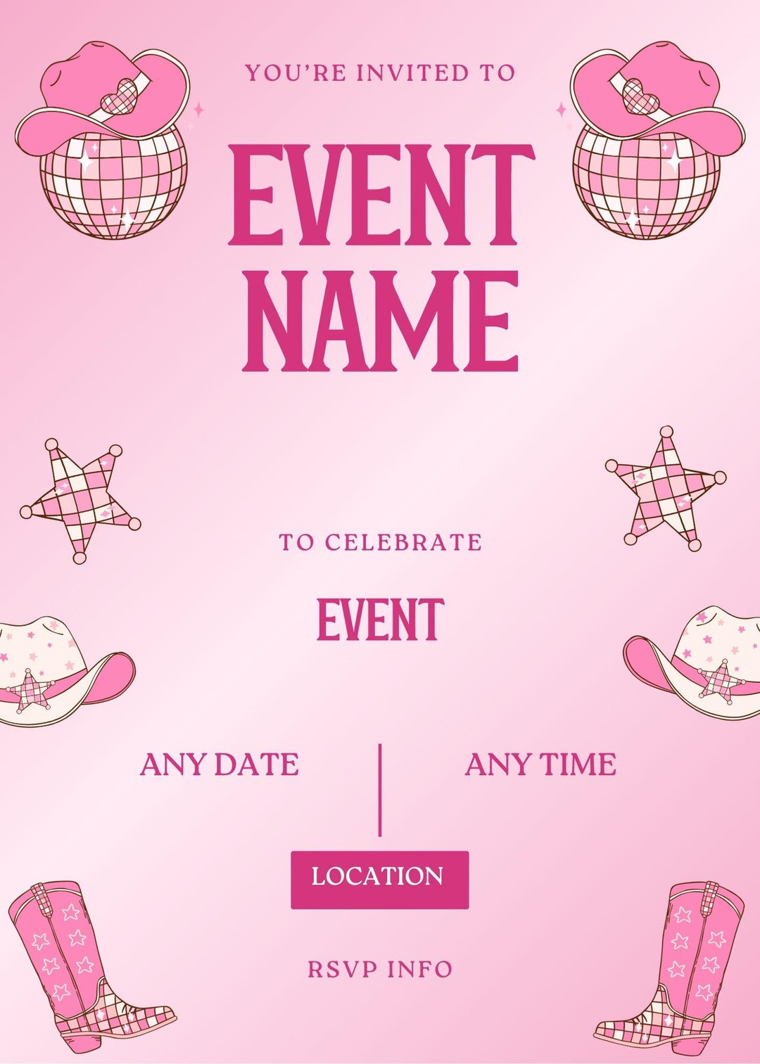 Disco Cowgirl Invitation - Etsy