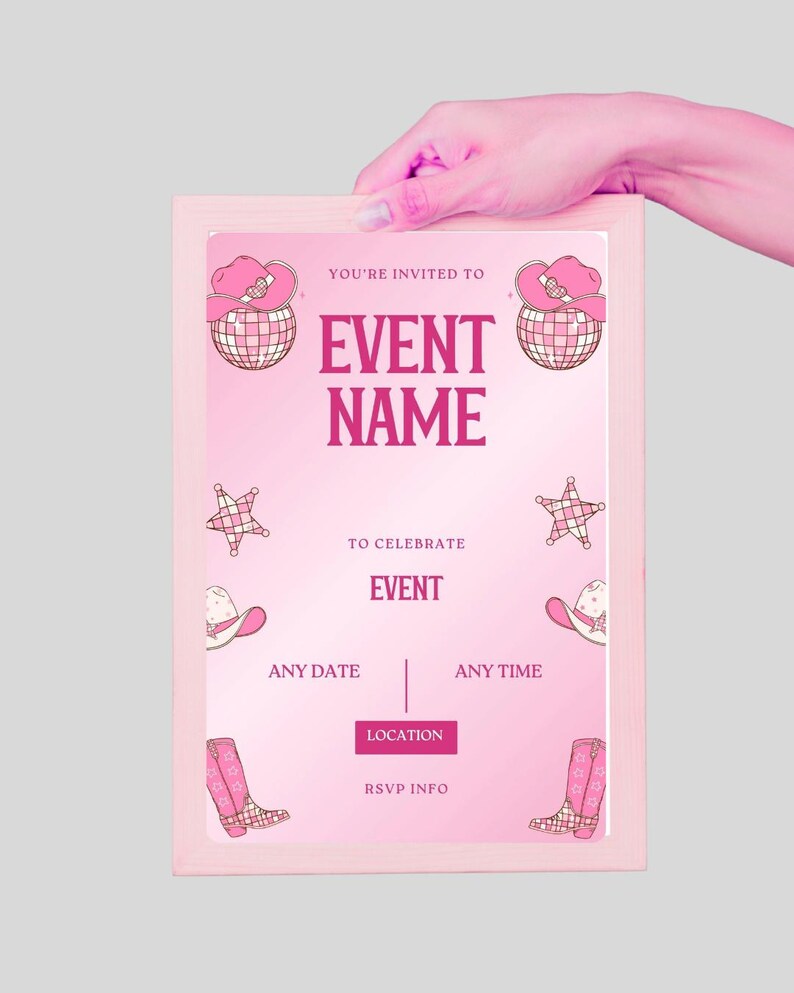 Cowgirl Disco Birthday Invitation | Western Disco Party Invite - Etsy