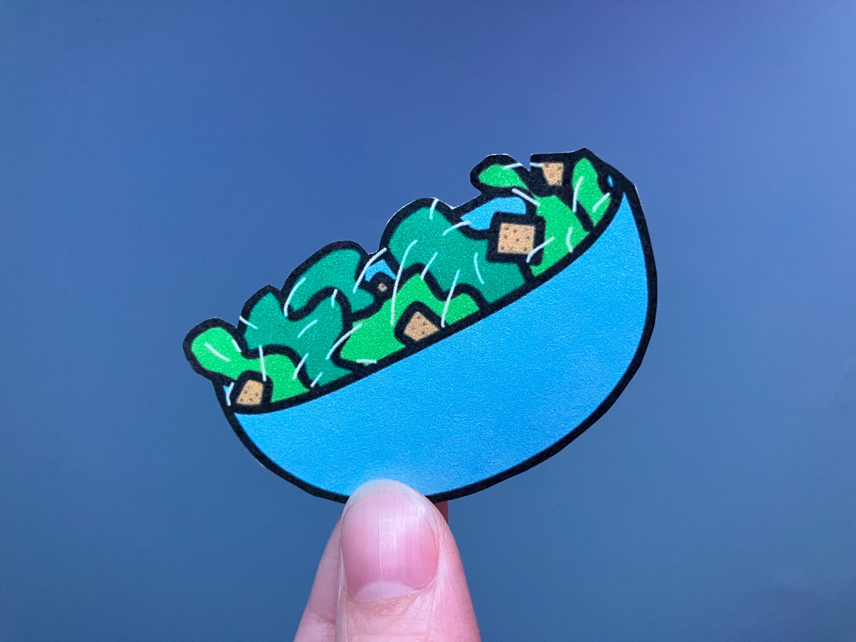 Cute Detailed Handmade Cartoon Caesar Salad Sticker With Croutons - Etsy
