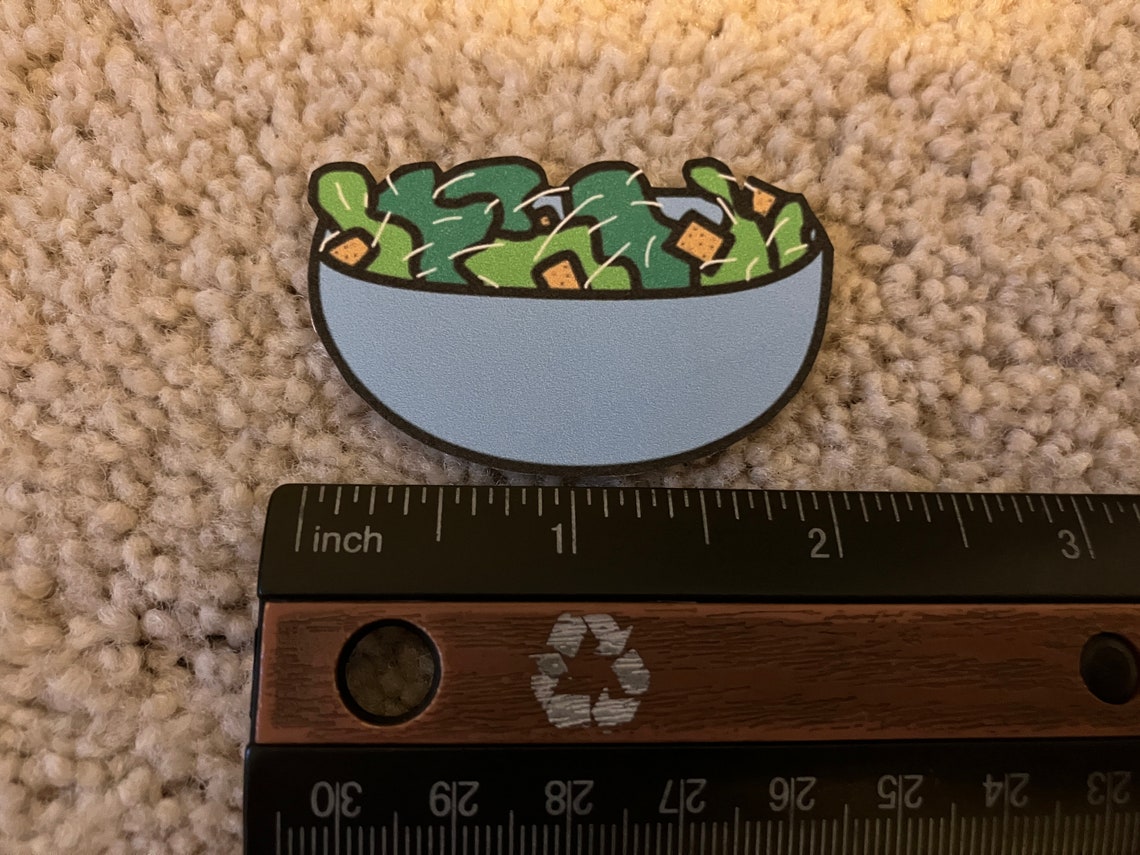 Cute Detailed Handmade Cartoon Caesar Salad Sticker With Croutons - Etsy
