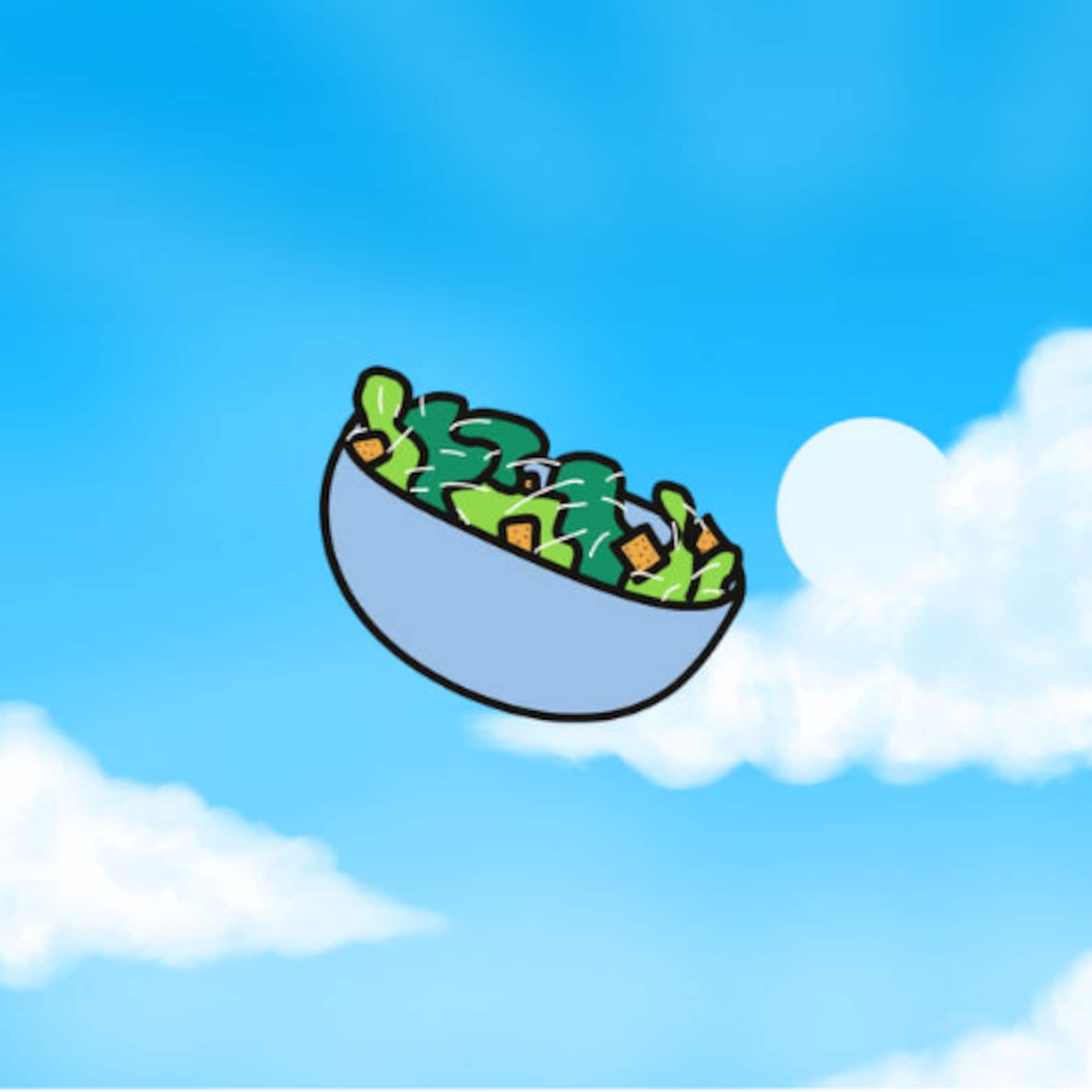 Cute Detailed Handmade Cartoon Caesar Salad Sticker With Croutons - Etsy