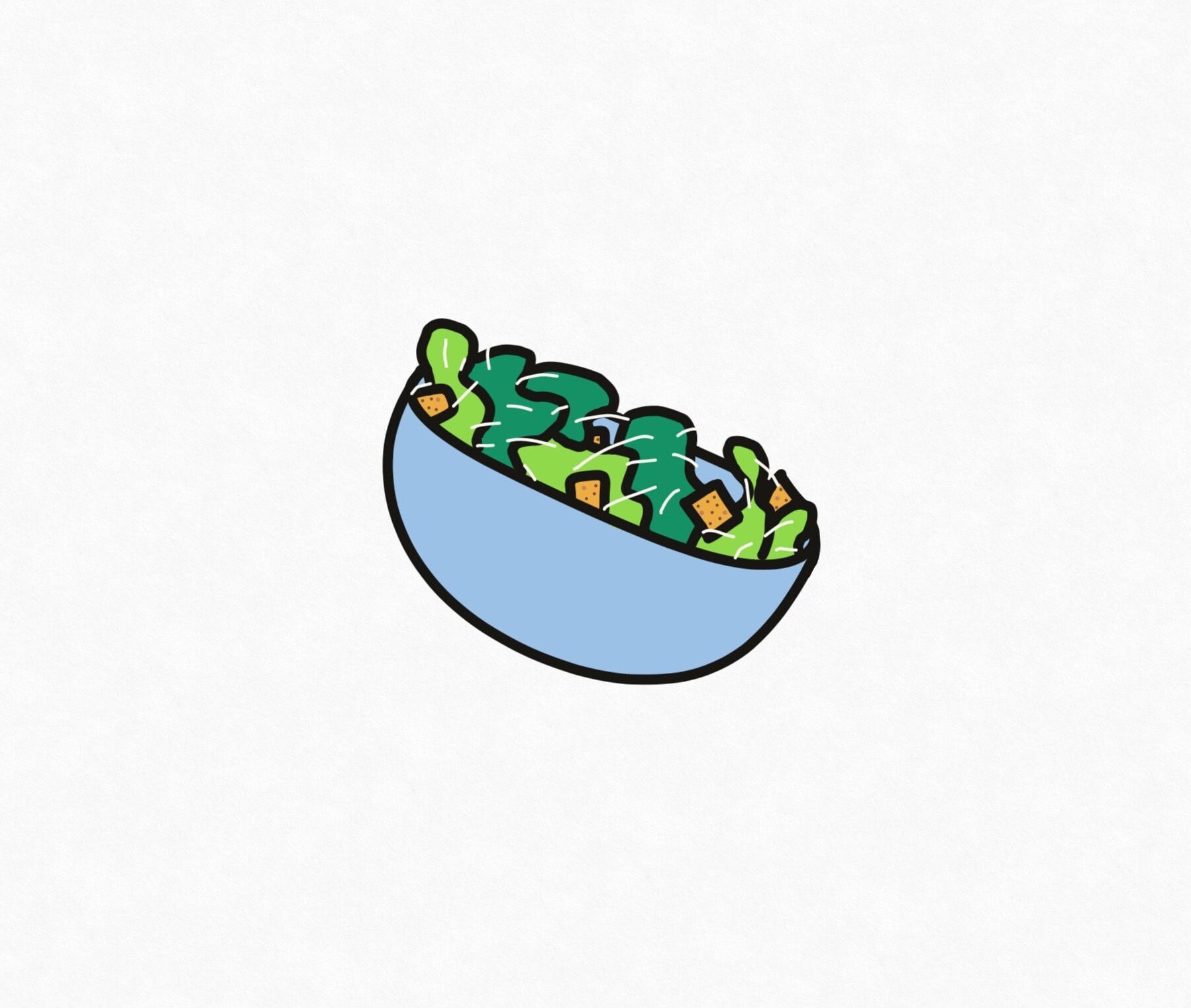 Cute Detailed Handmade Cartoon Caesar Salad Sticker With Croutons - Etsy