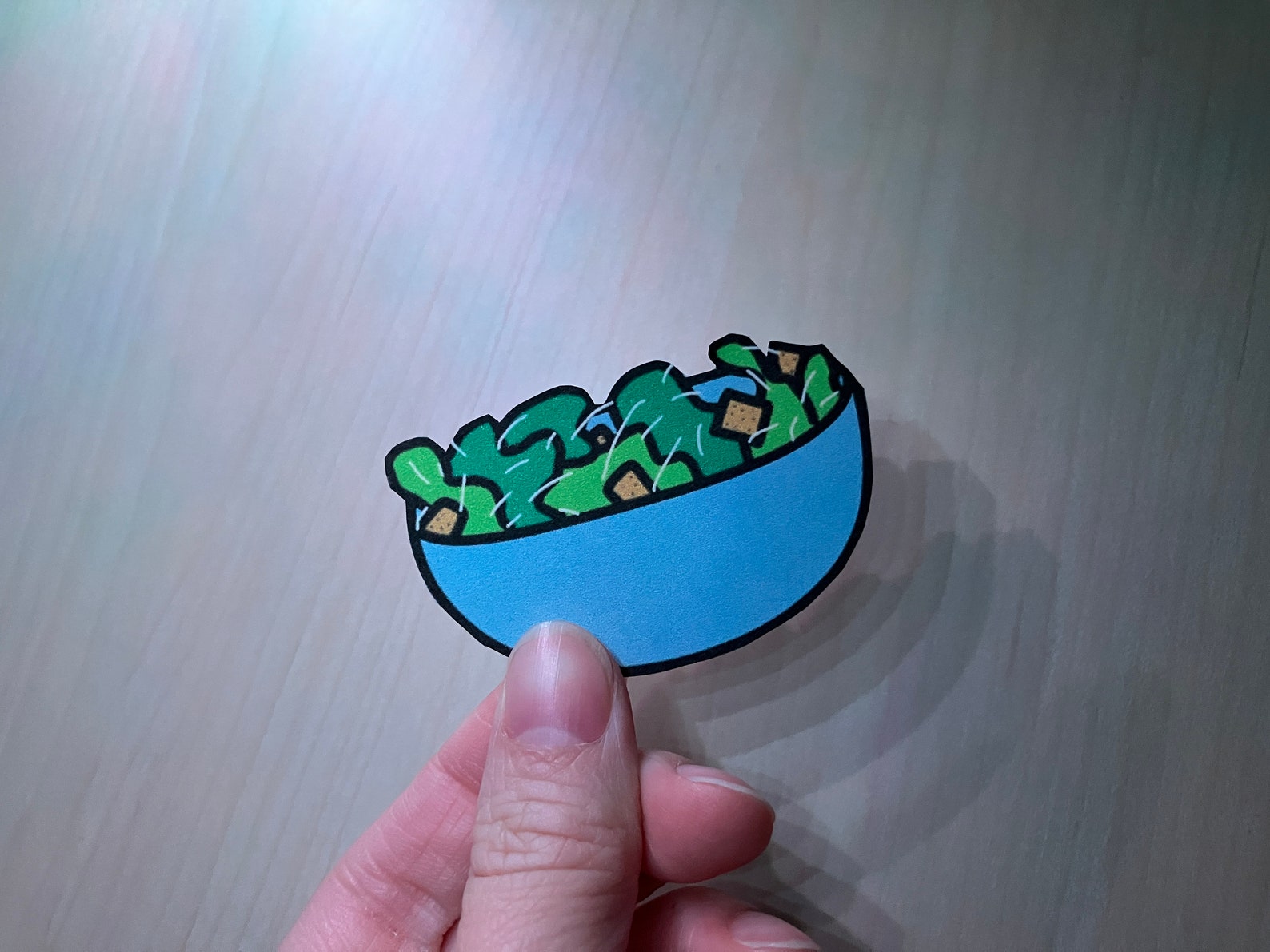 Cute Detailed Handmade Cartoon Caesar Salad Sticker With Croutons - Etsy