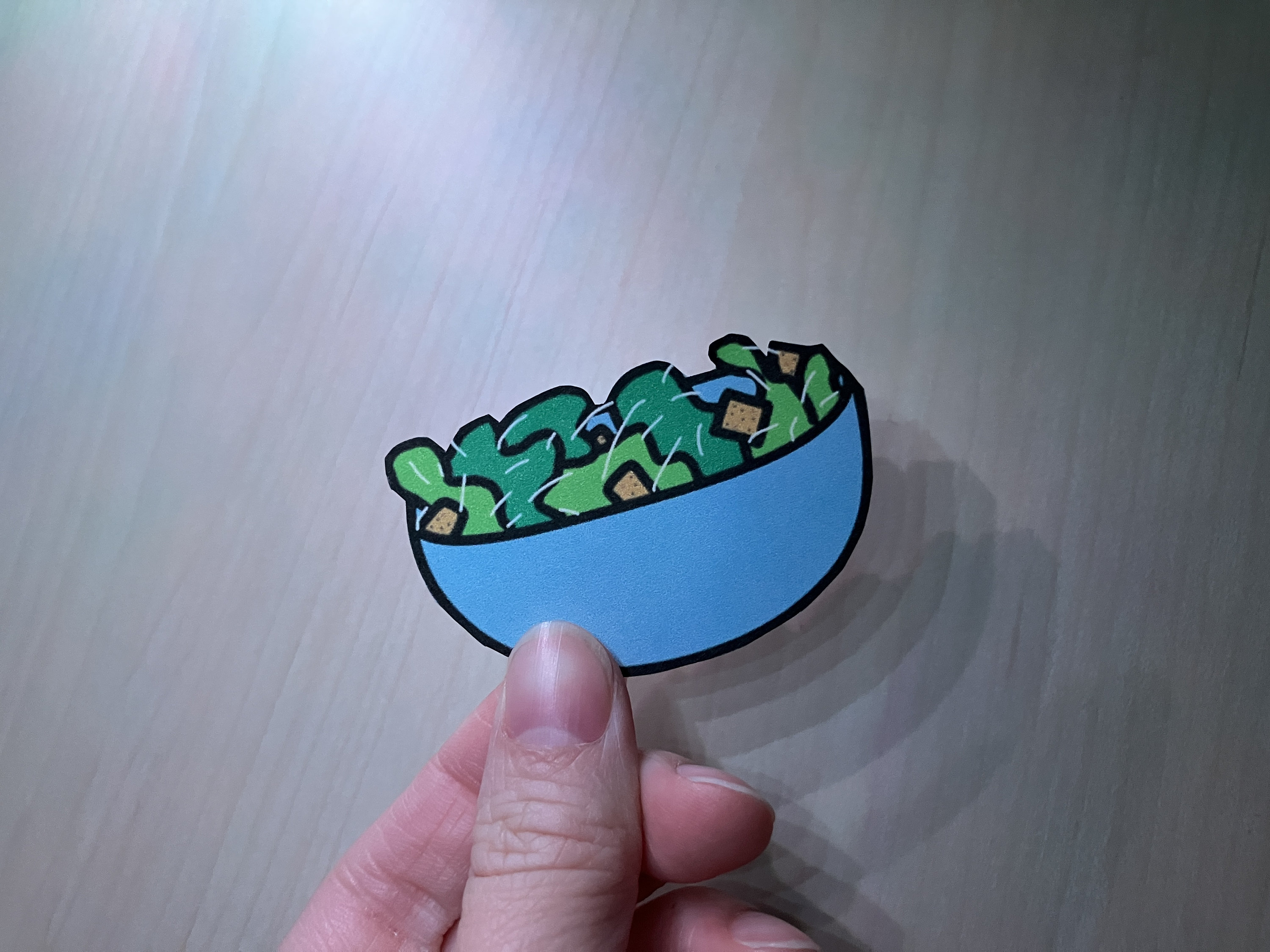 Cute Detailed Handmade Cartoon Caesar Salad Sticker With Croutons - Etsy