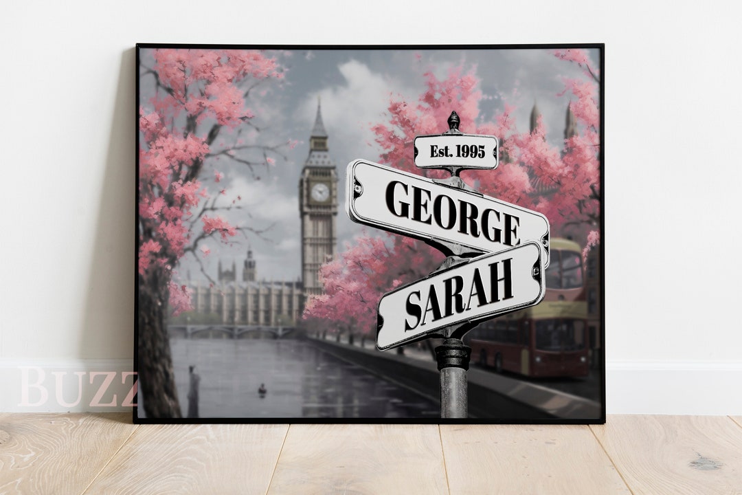 Personalized Name Street Sign Canvas Wall Art, Custom Name London ...