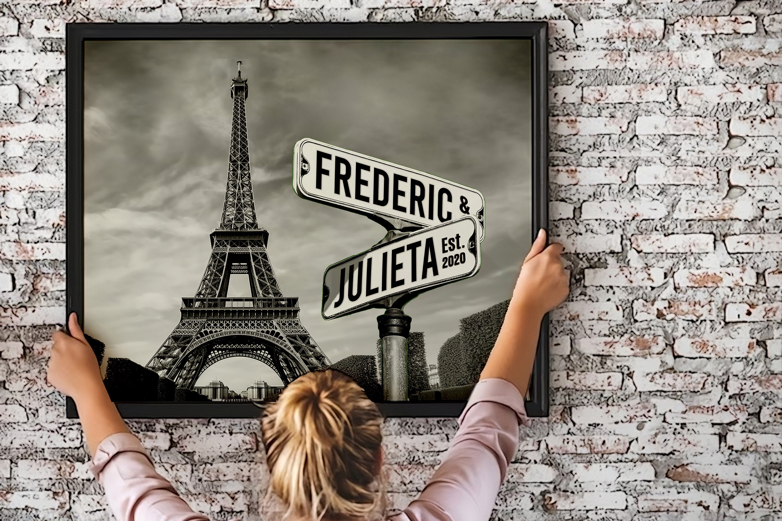 Personalized Paris Name Street Sign Canvas Print, Customized Name ...