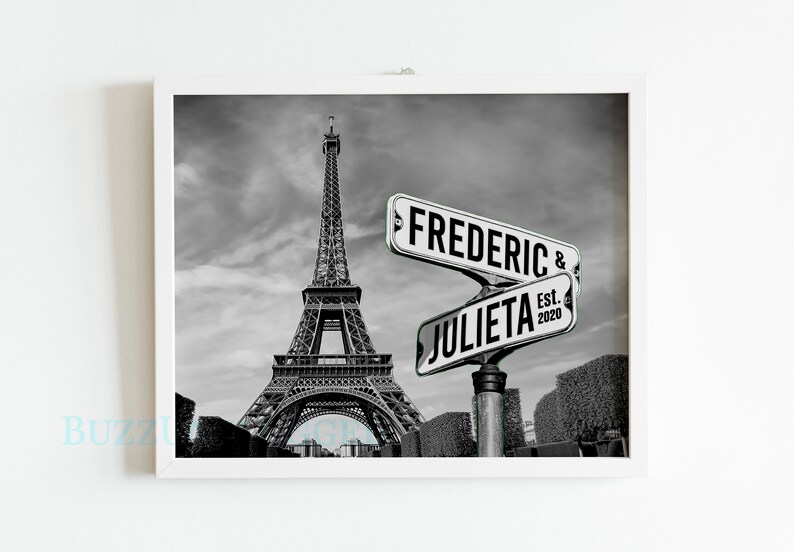 Personalized Paris Name Street Sign Canvas Print, Customized Name ...