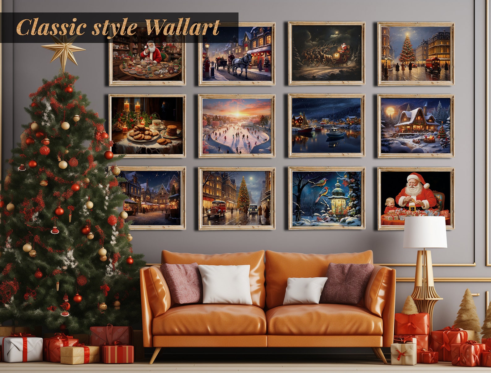 Christmas Wall Art. MEGA BUNDLE of More Than 10 Images. Vintage ...