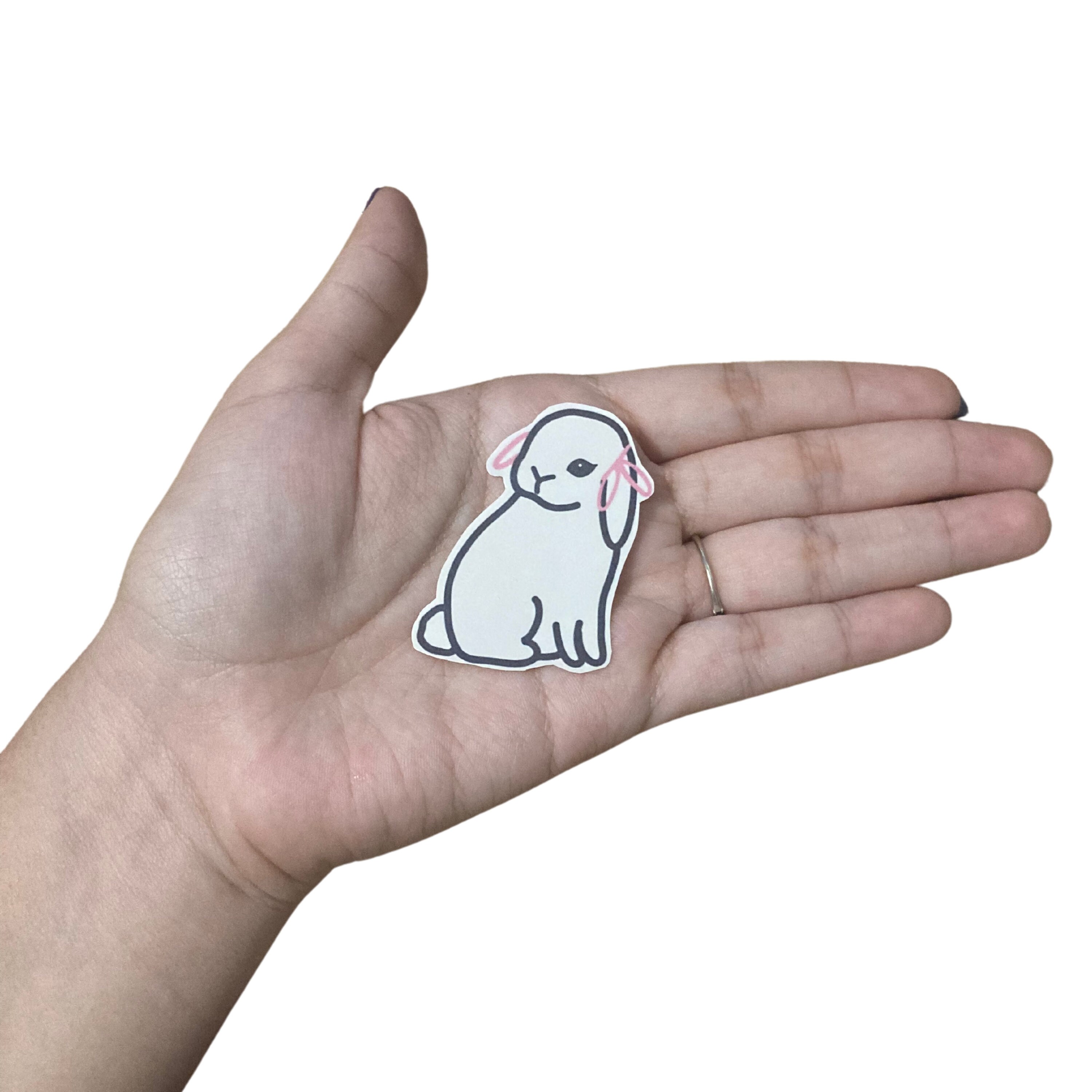White Bunny Hair Bow Sticker - Etsy