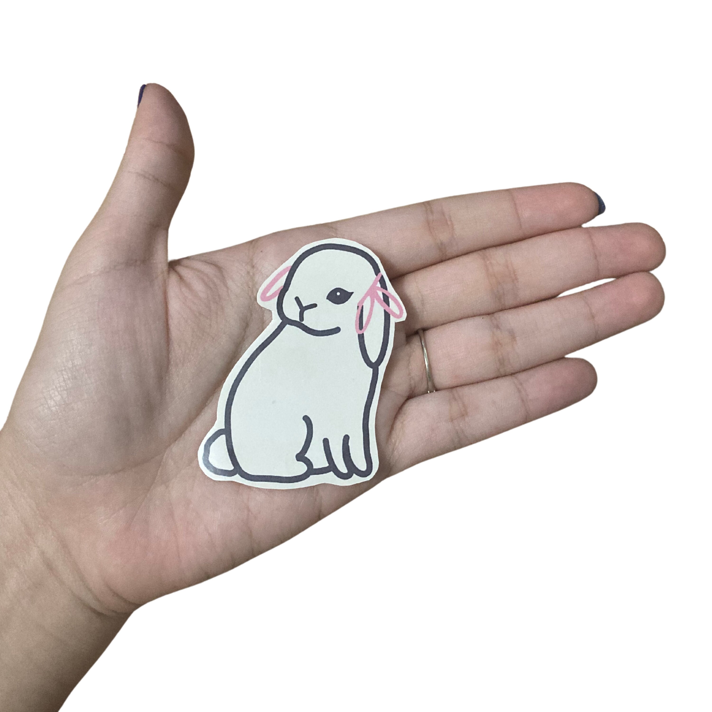 White Bunny Hair Bow Sticker - Etsy