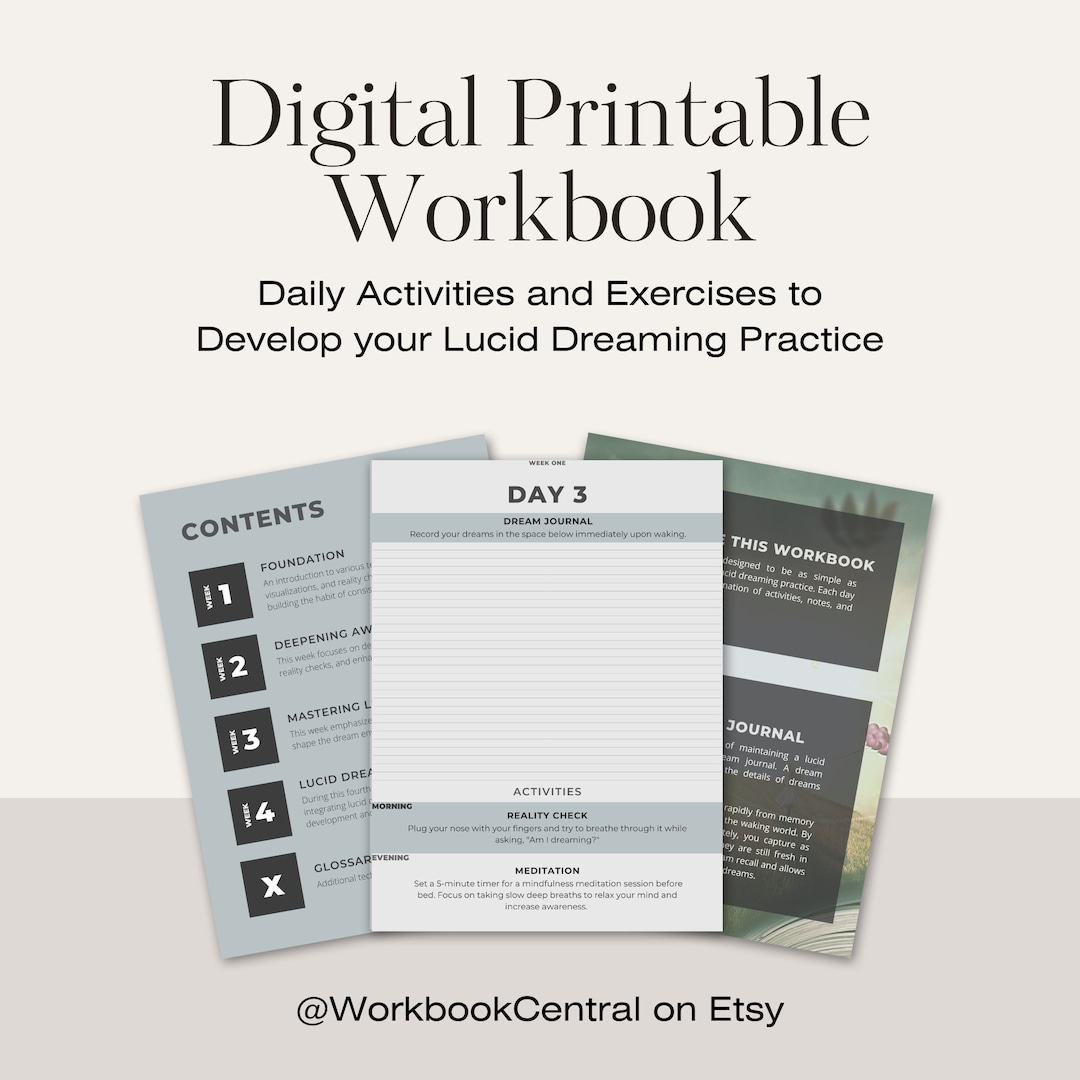 4-week Lucid Dreaming Workbook Printable Dream Journal the Lucid Portal ...