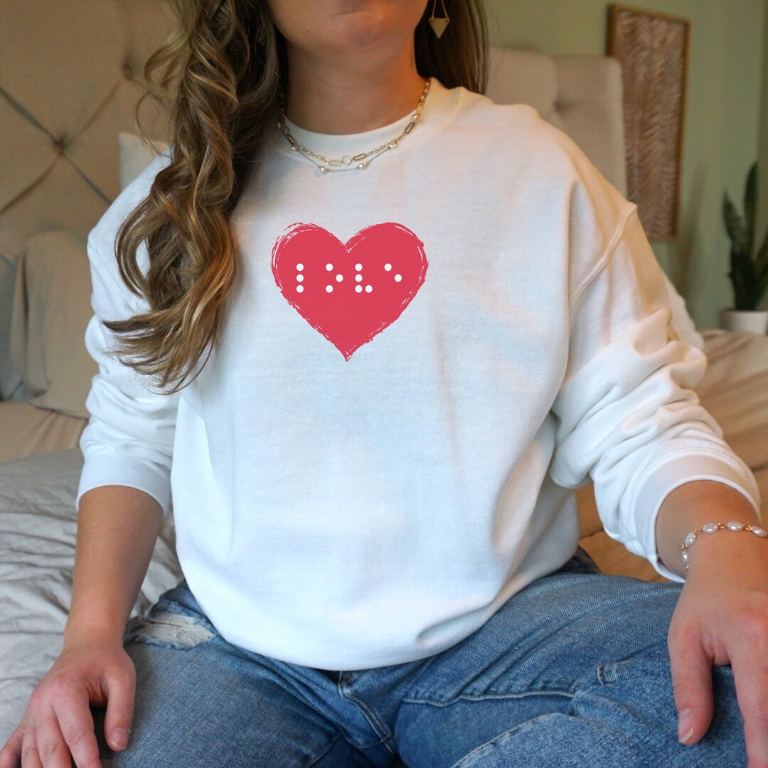 Mothers Day Gift for Braille Mama, Valentines Day Braille Sweatshirt ...