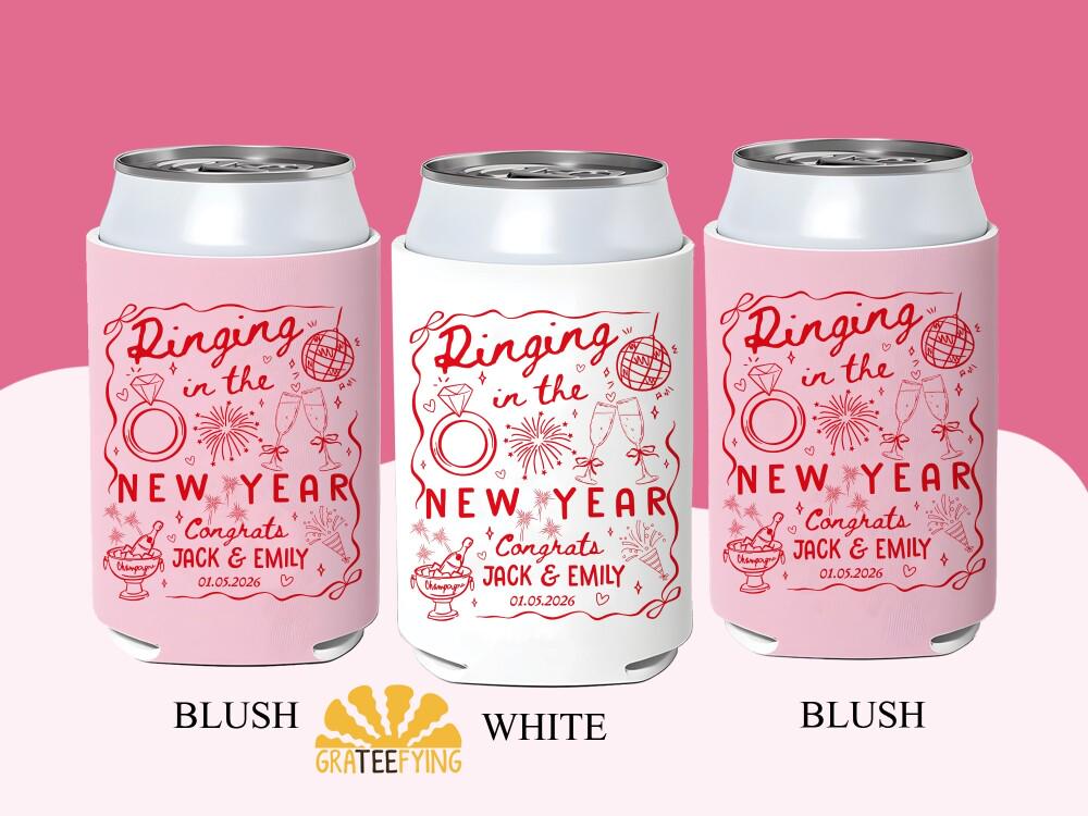 New Year Engagement Can Cooler, New Years Bridal Shower Coozie, Ring in ...