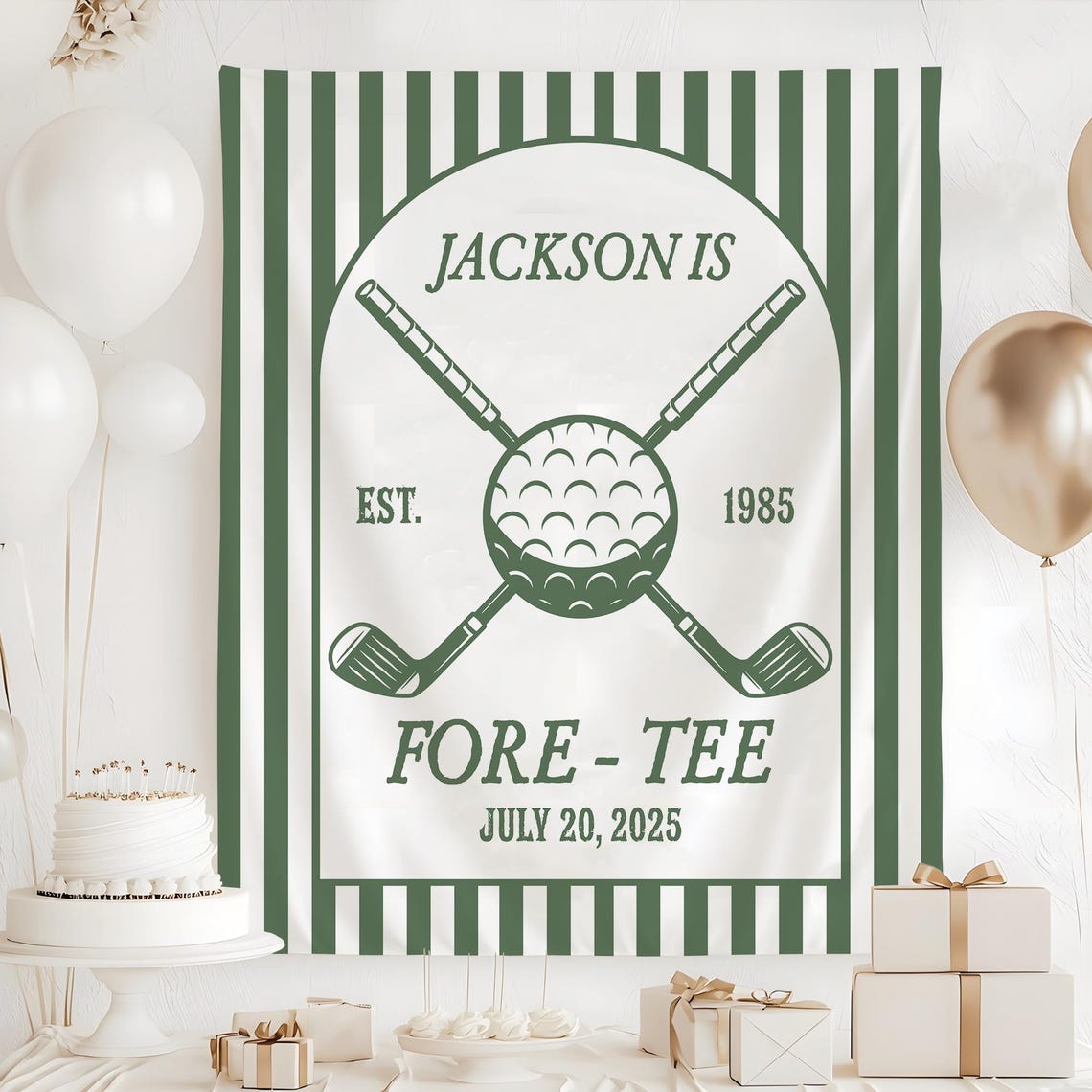Golf 40th Birthday Party Tapestry, Fore-tee Birthday Decorations, 40th ...