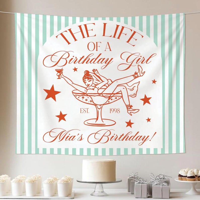 Life of A Birthday Girl Tapestry, Custom Birthday Showgirl Banner ...