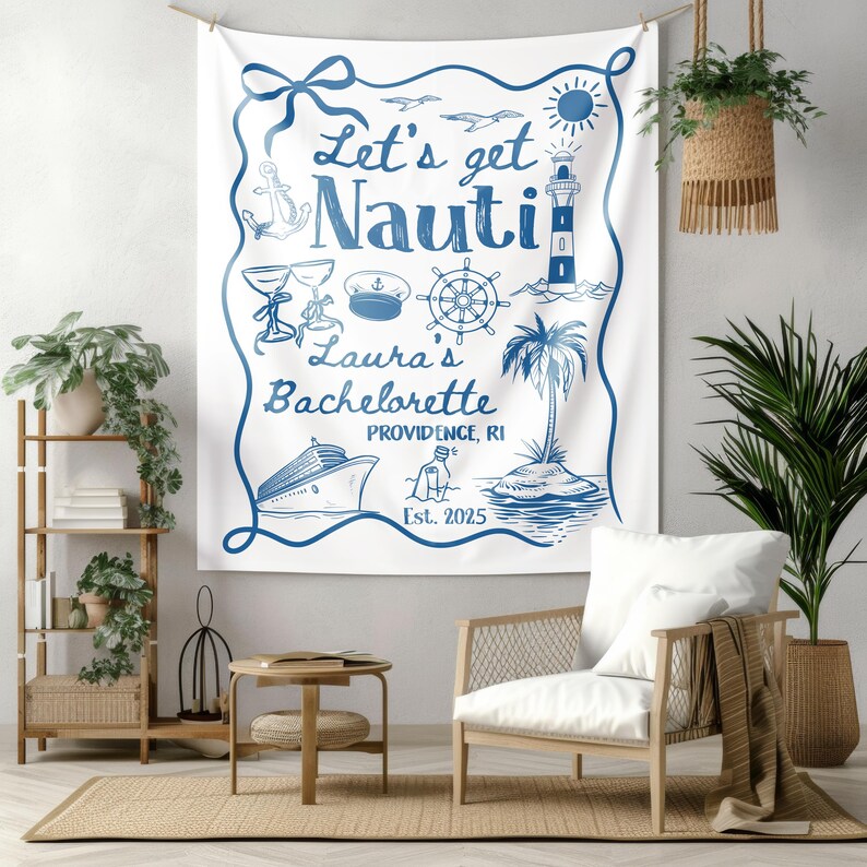 Let's Get Nauti Bachelorette Party Tapestry, Lets Get Nauti ...