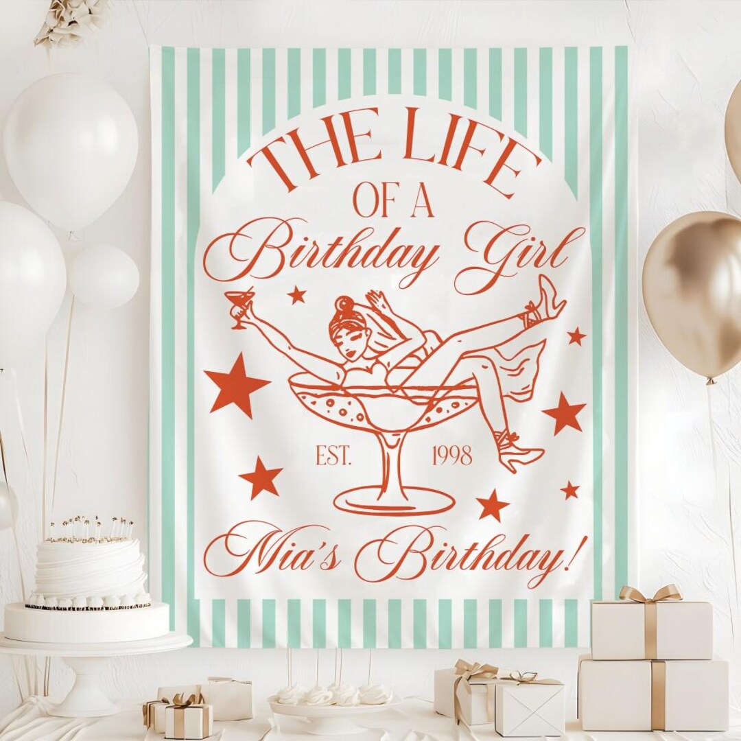 Life of A Birthday Girl Tapestry, Custom Birthday Showgirl Banner ...