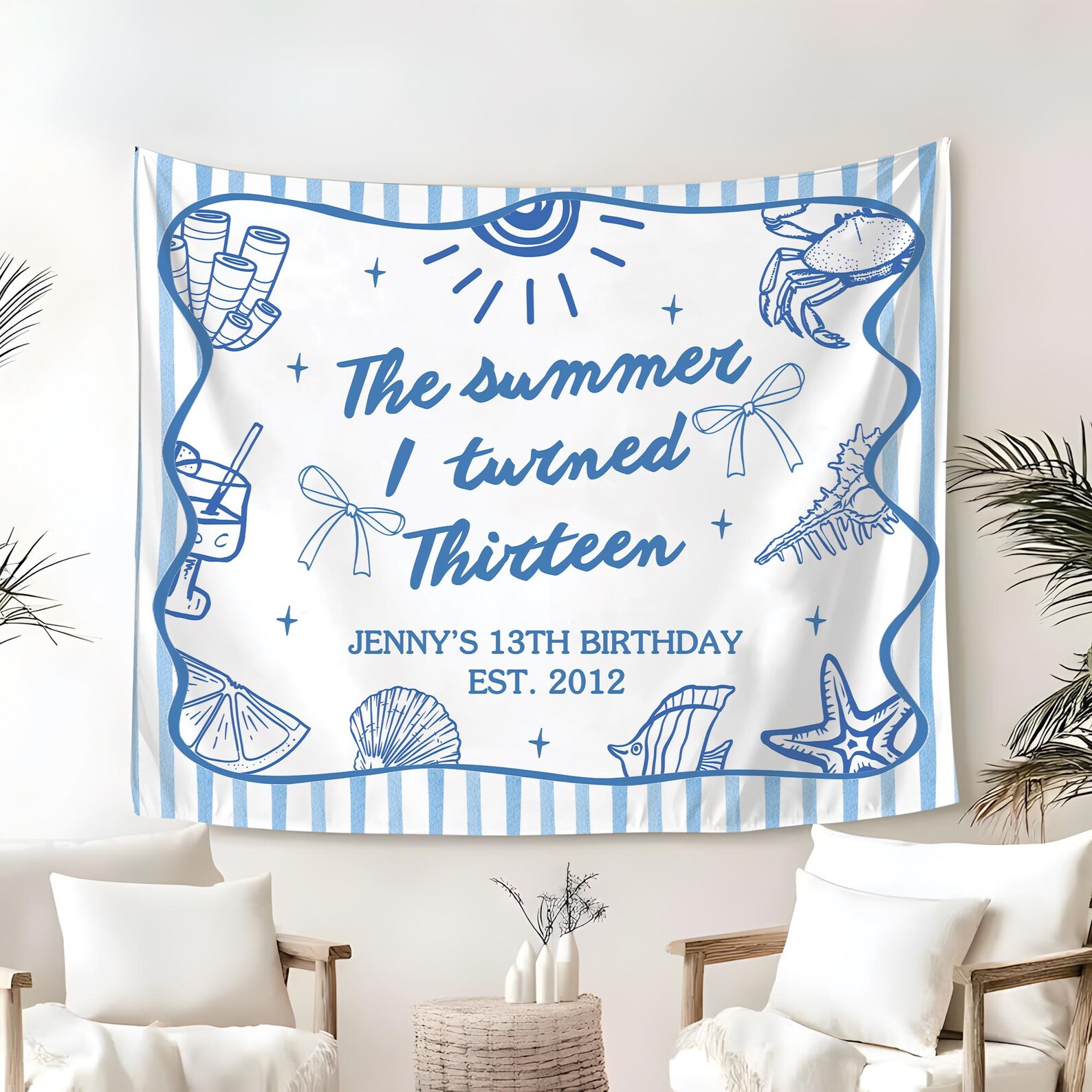 The Summer I Turned Thirteen Birthday Tapestry, Custom 13th Birthday ...