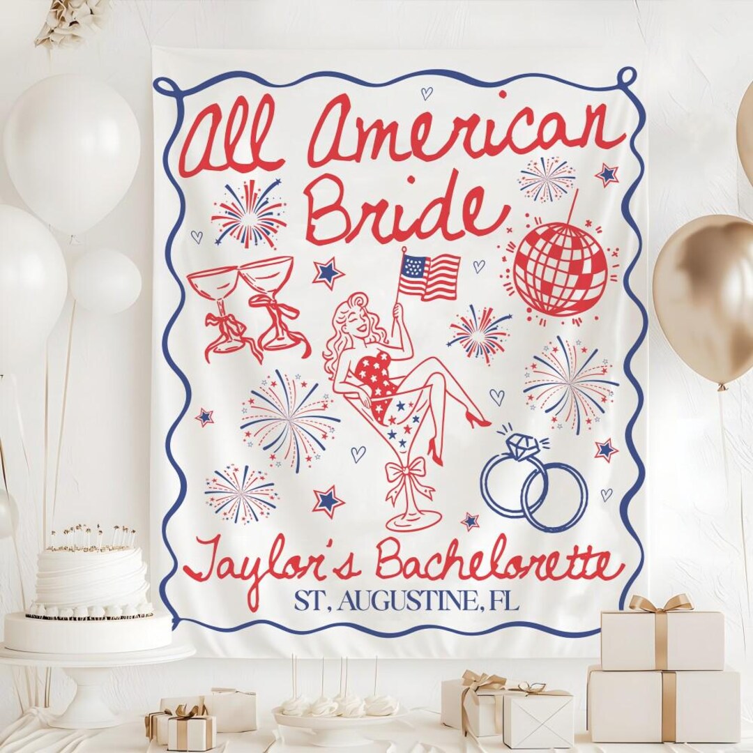 All American Bride Bachelorette Tapestry, 4th of July Bachelorette ...