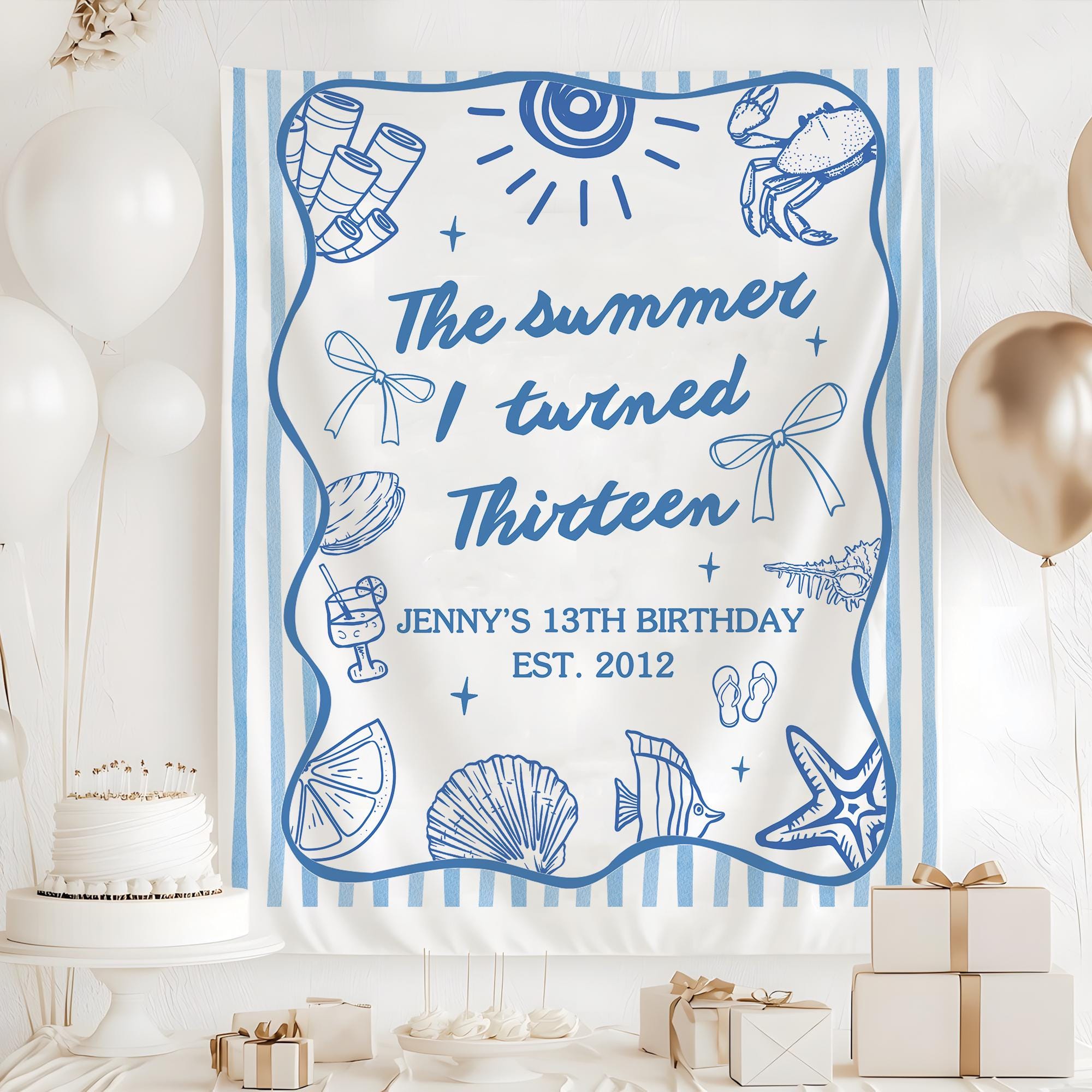 The Summer I Turned Thirteen Birthday Tapestry, Custom 13th Birthday ...