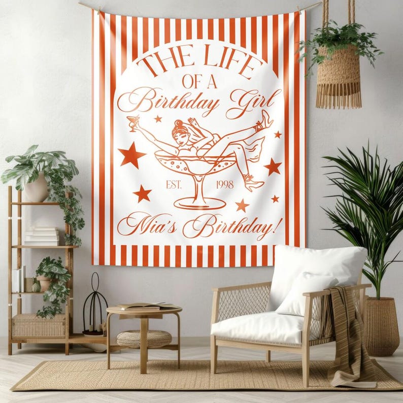 Life of A Birthday Girl Tapestry, Custom Birthday Showgirl Banner ...