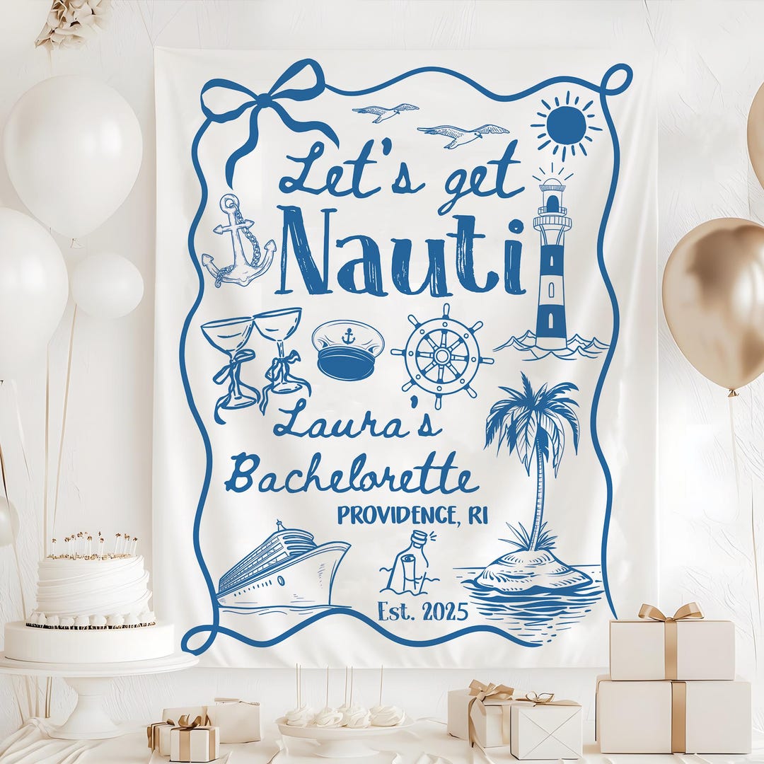 Let's Get Nauti Bachelorette Party Tapestry, Lets Get Nauti ...