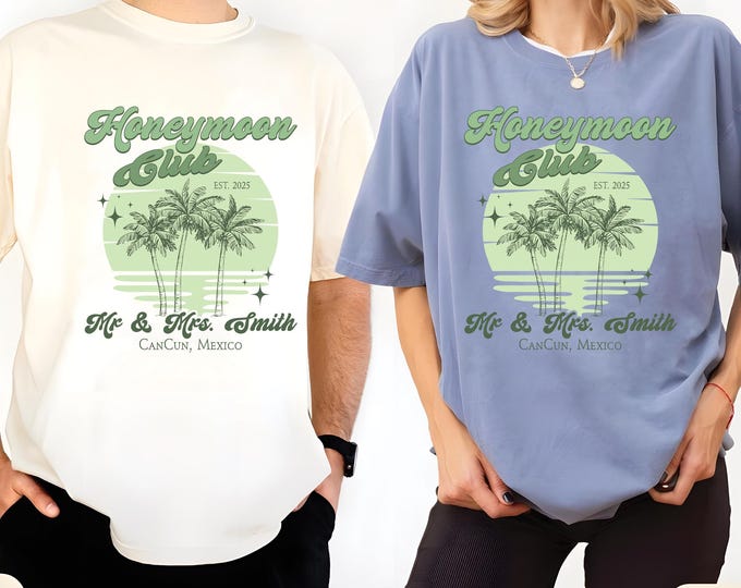 Custom Honeymoon Mr and Mrs Comfort Colors Shirts, Personalized Just ...