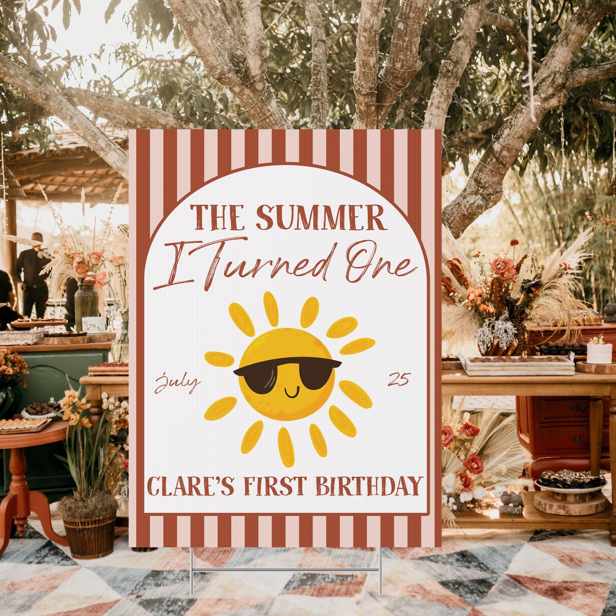 The Summer I Turned One Birthday Party Tapestry, Custom Birthday Party ...