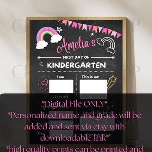 Printable First Day of School Sign, Custom Name and Grade Sign, Girls ...